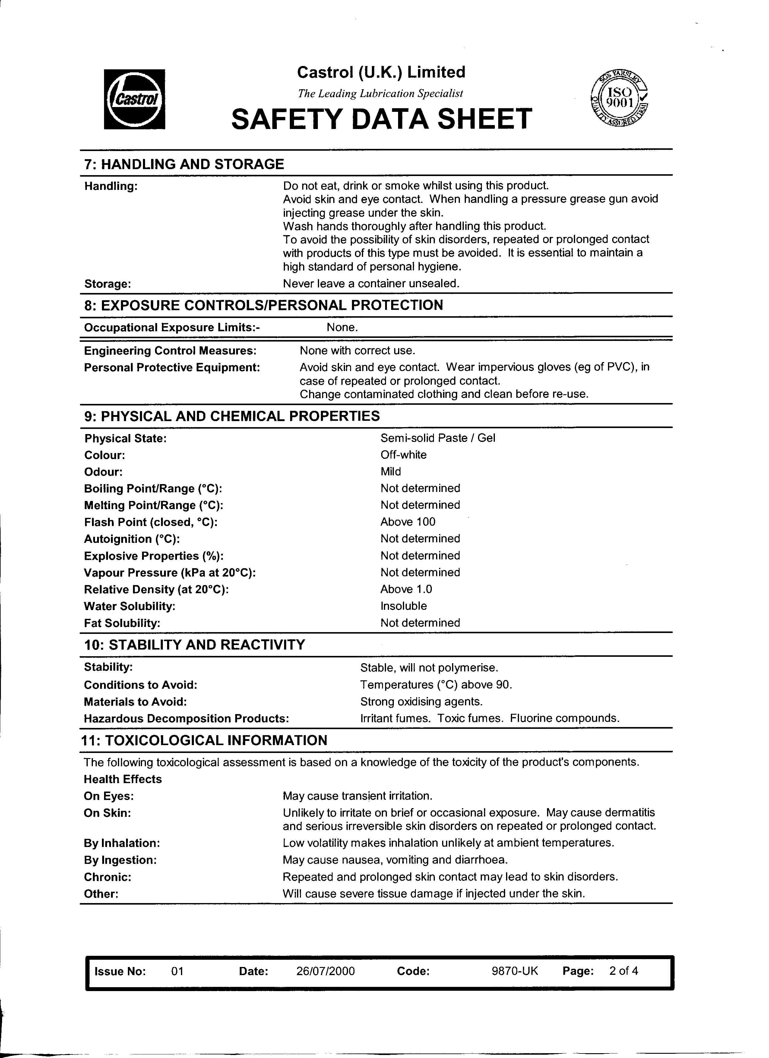 Castrol Motor Oil Safety Data Sheet Pdf - Infoupdate.org